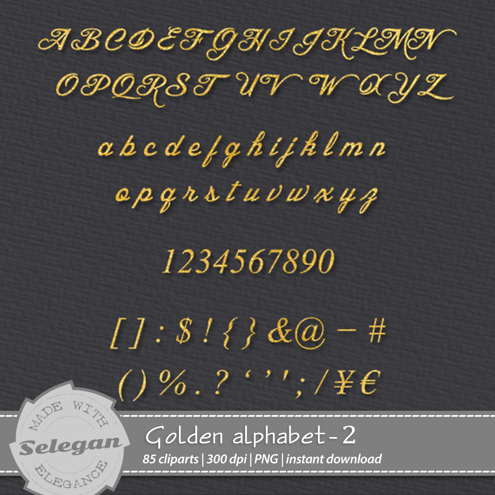 GOLDEN ALPHABET 2 Digital Png Letter Clip Arts With Transparet ...