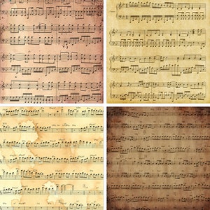 VINTAGE MUSIC NOTES Old Antique Music Note, Digital Scrapbook Paper ...