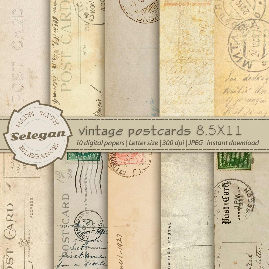 VINTAGE POSTCARDS 8.5x11 Inch Letter Size Digital Printable Old ...