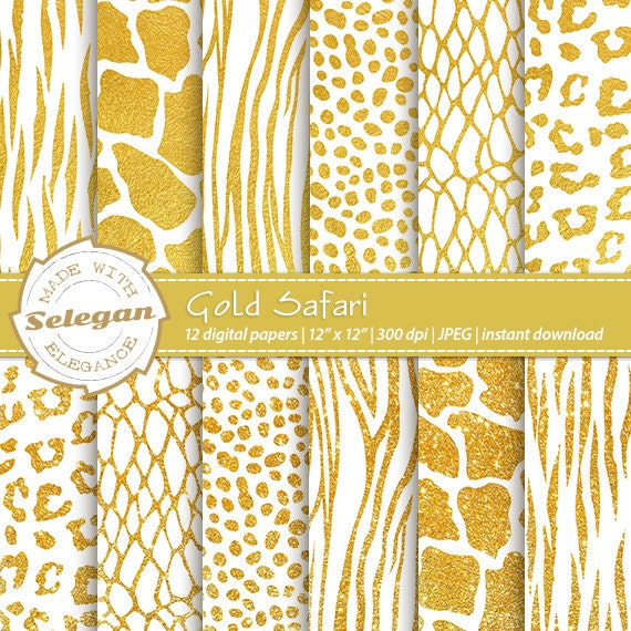 GOLD SAFARI Animal Print Skin Texture Pattern Digital | Etsy