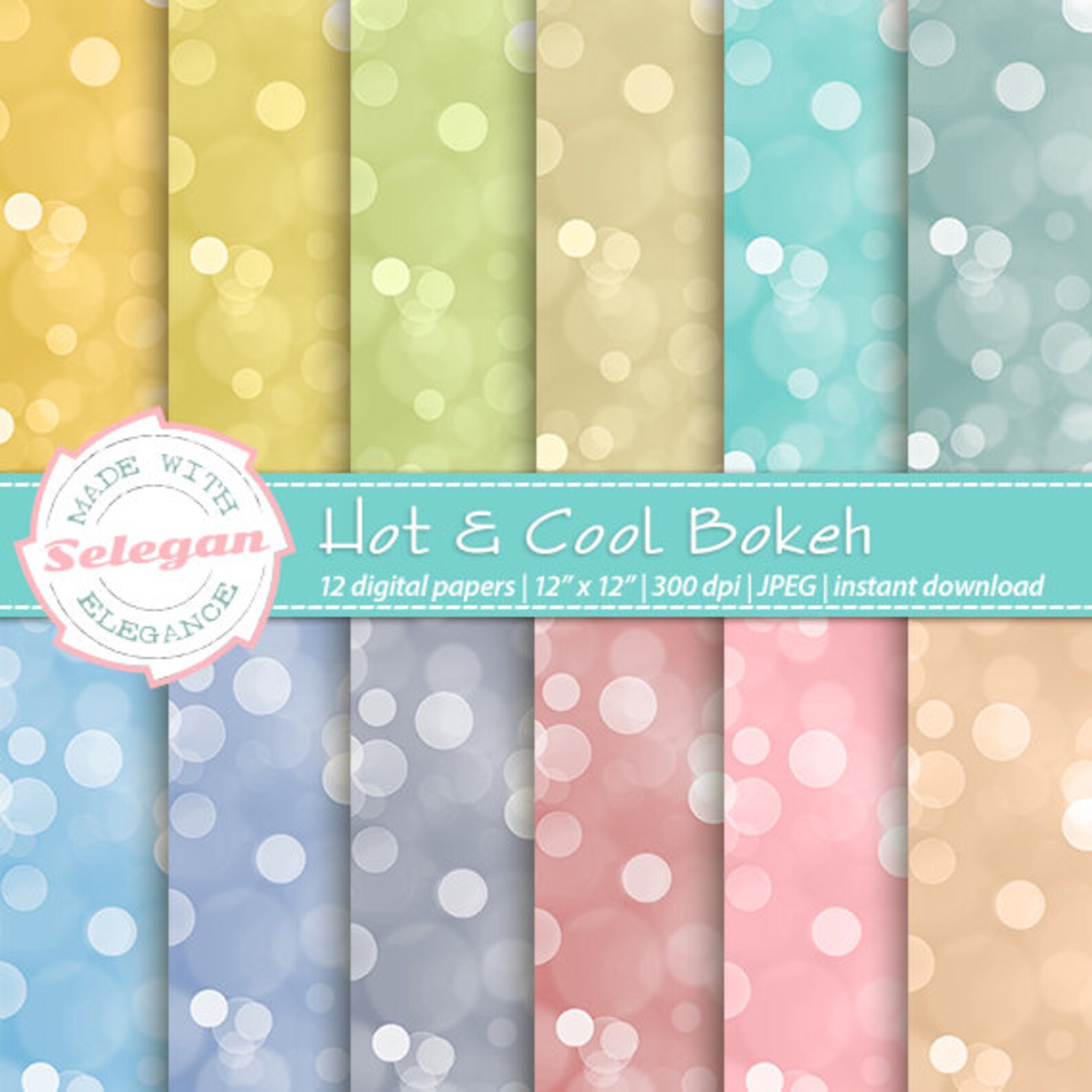 Hot & Cool Bokeh Digital Paper Scrapbooking Paper 12x12 - Etsy