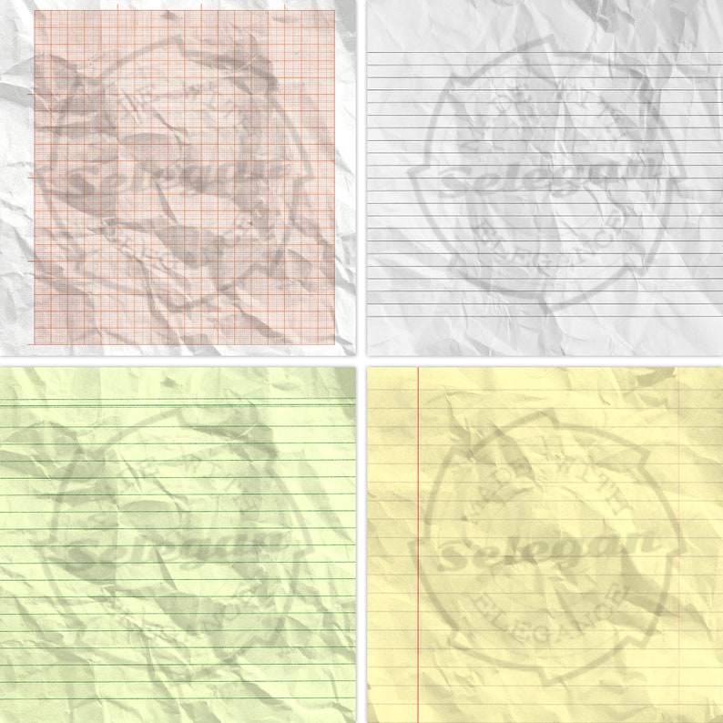 CRUMPLED NOTEBOOK PAPERS , Digital Printable Old Wrinkled Notebook ...