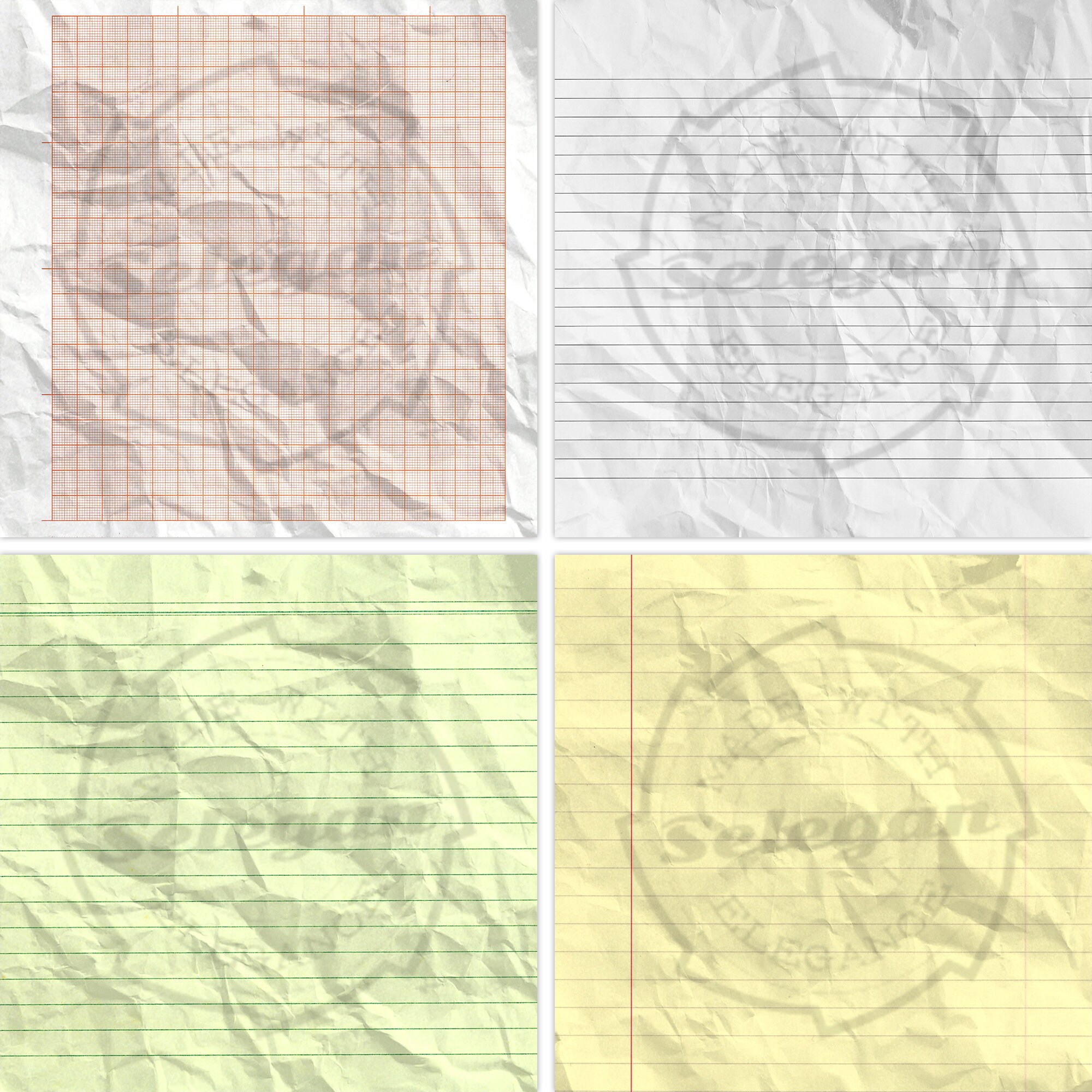 CRUMPLED NOTEBOOK PAPERS , Digital Printable Old Wrinkled Notebook ...