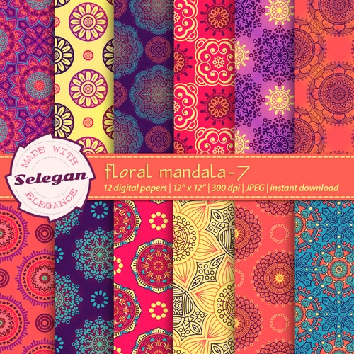 MANDALA DIGITAL PAPER Mandala Patterns Indian Bohemian - Etsy