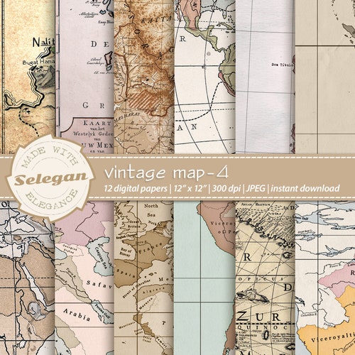 Printable Vintage Map Pages Old Junk Journal Paper Digital - Etsy