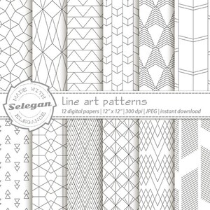 LINE ART PATTERNS Digital Printable Geometric Patterns for | Etsy