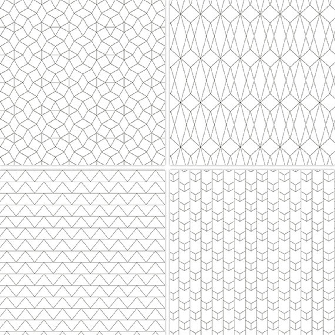 LINE ART PATTERNS Digital Printable Geometric Patterns for Scrapbook ...