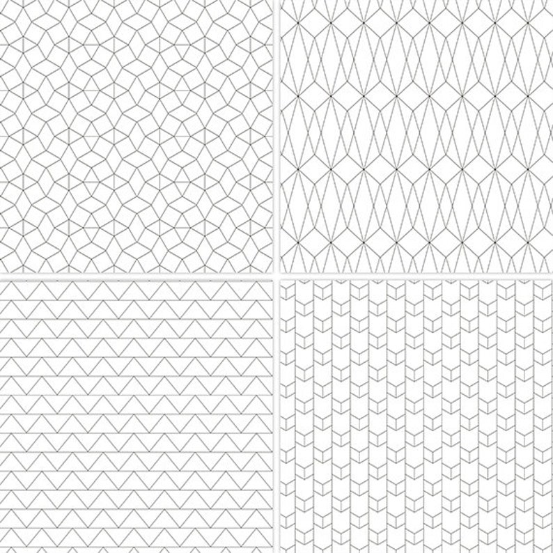 LINE ART PATTERNS Digital Printable Geometric Patterns for - Etsy