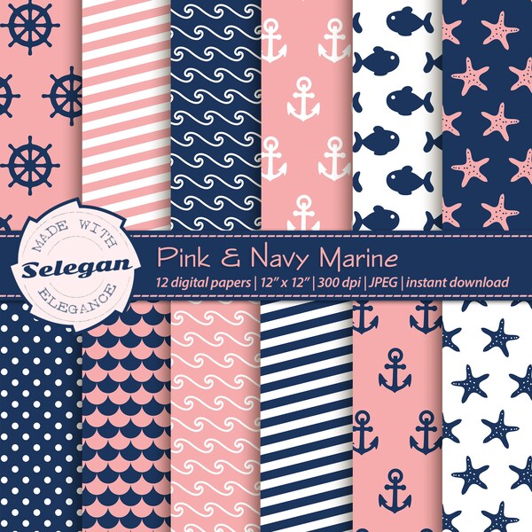 Digital Paper Navy - Etsy