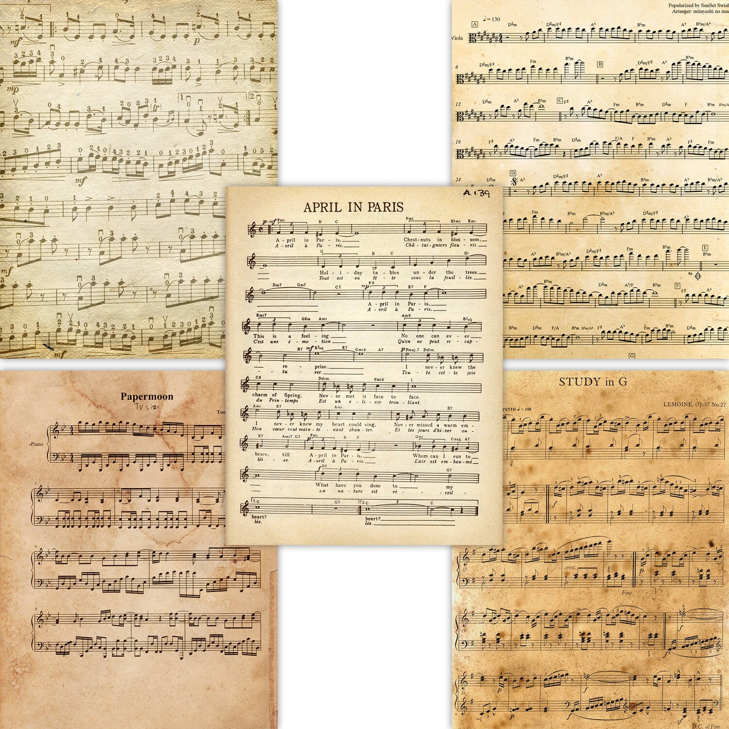 Vintage Music Notes 8.5X11 inch old antique music note | Etsy