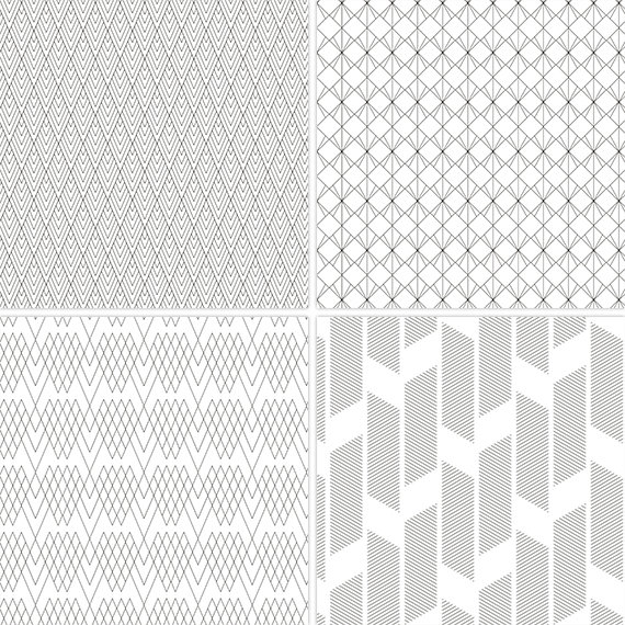 LINE ART PATTERNS Digital Printable Geometric Patterns for Scrapbook ...