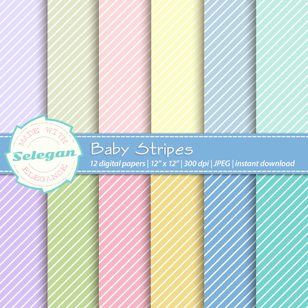 Baby Stripes, Digital Paper, Scrapbooking, Paper, 12x12, Printable ...