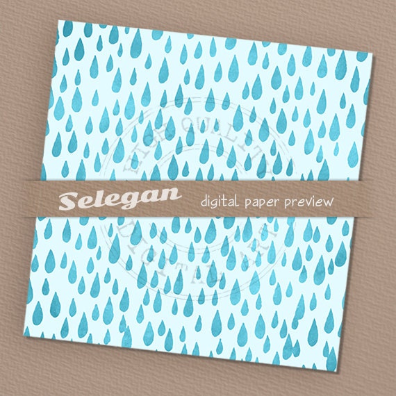 Water Color Scrapbook Paper Watercolor Rain Drops - Etsy