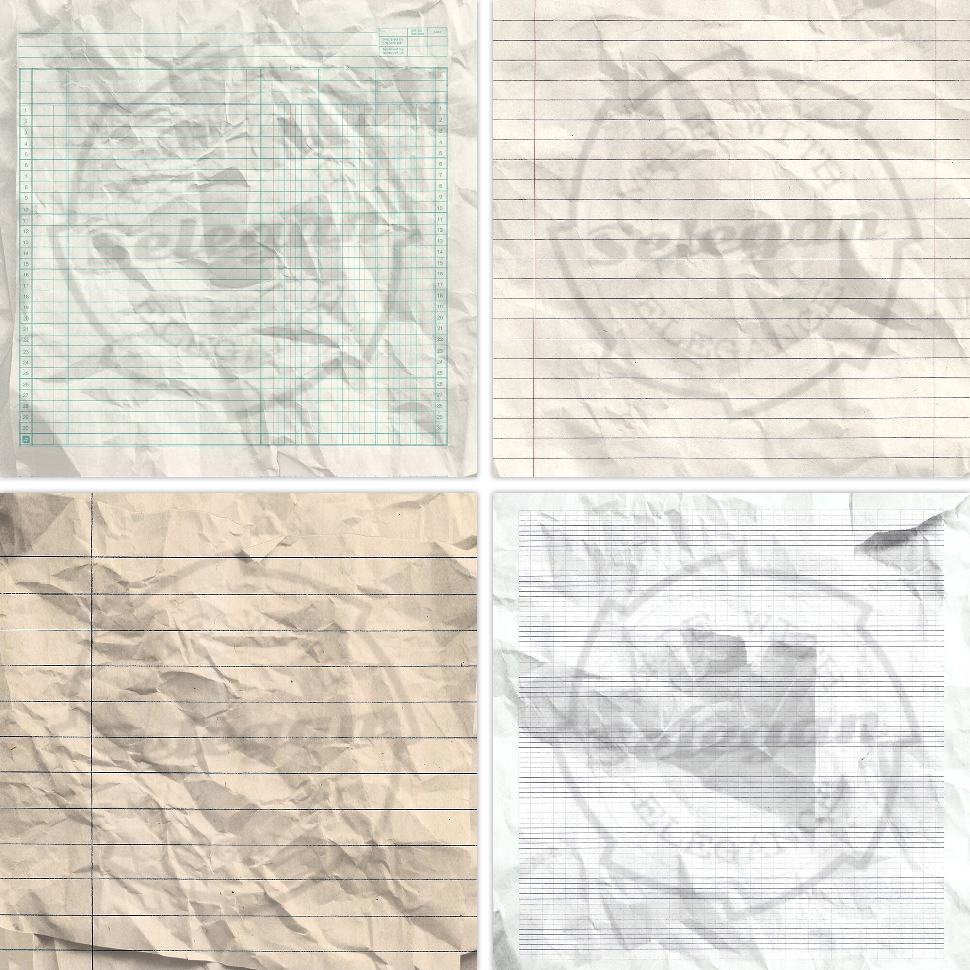 CRUMPLED NOTEBOOK PAPERS , Digital Printable Old Wrinkled Notebook ...