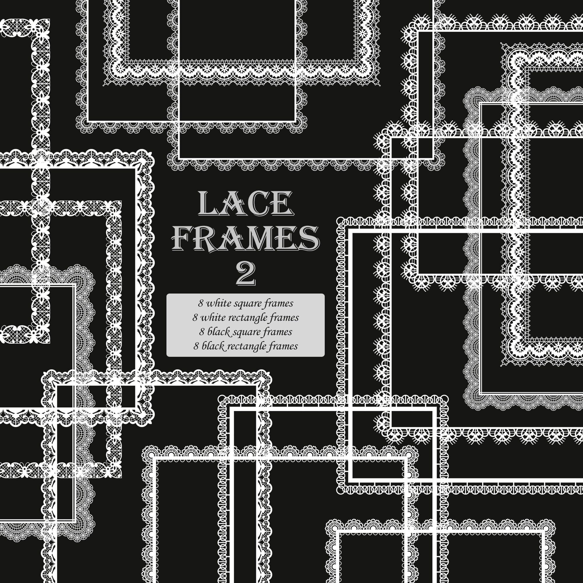 LACE FRAMES 2 Digital Printable Square and Rectangle - Etsy