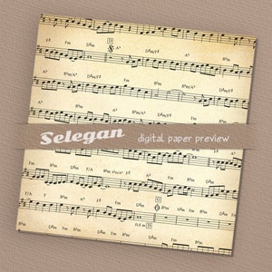 VINTAGE MUSIC NOTES Old Antique Music Note, Digital Scrapbook Paper ...
