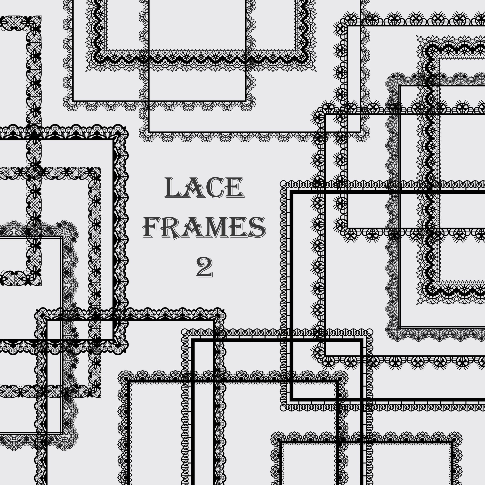 LACE FRAMES 2 Digital Printable Square and Rectangle - Etsy