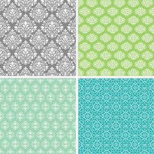 Colorful Damask, Digital Paper, Scrapbooking, Paper, 12x12, Printable ...