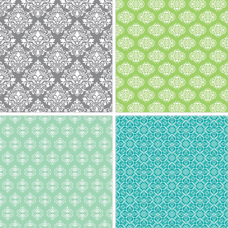 Colorful Damask, Digital Paper, Scrapbooking, Paper, 12x12, Printable ...