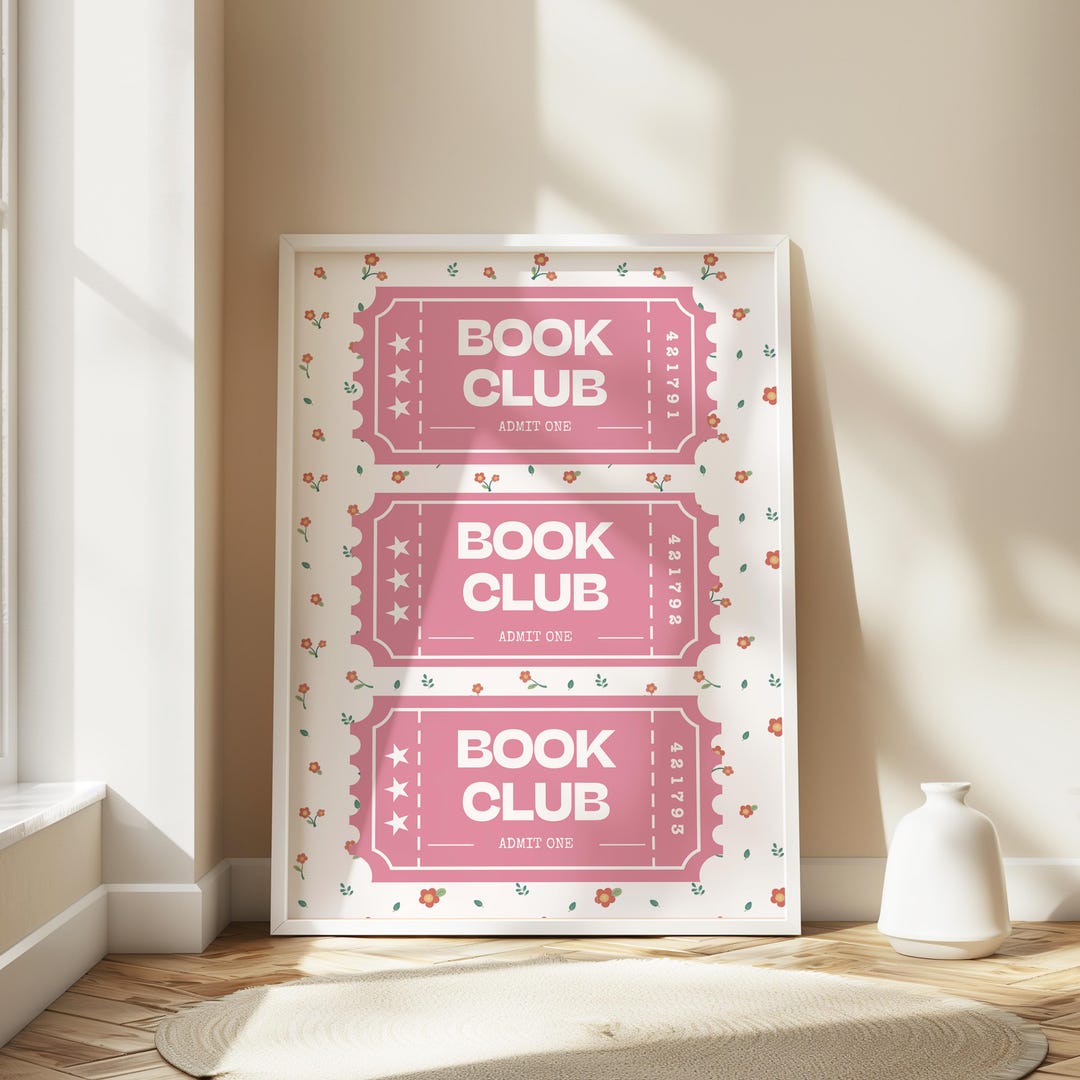 Floral Book Club Ticket Stub Wall Art – Retro Admit One Print - Etsy