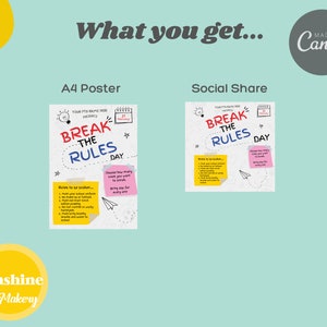 PTA / PTO Event Break the Rules Day Editable Canva Template - Etsy UK