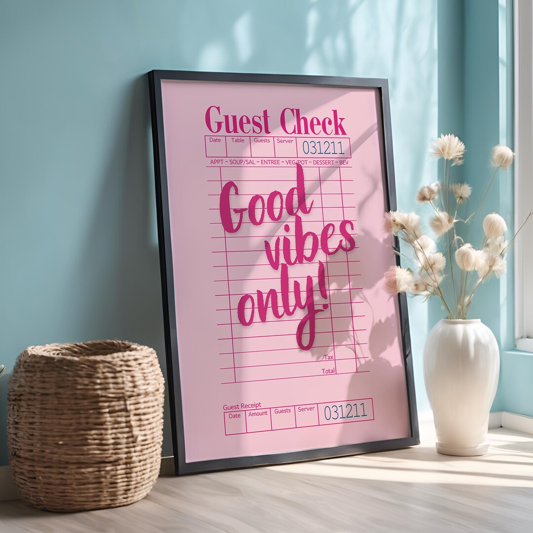 Coquette Pink Guest Check Print – Cute Girly Wall Art - Made to Order ...