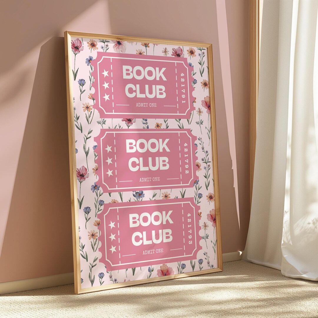 Floral Book Club Ticket Stub Wall Art – Retro Admit One Print - Etsy