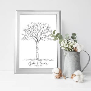 Personalised Sketch Keepsake Fingerprint Tree Personalised Wedding ...
