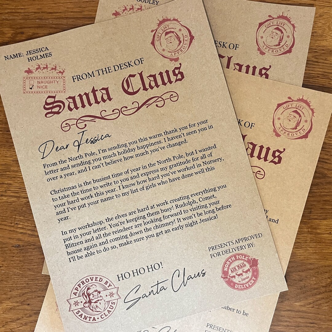 Personalised Santa Letter Vintage Kraft Card Christmas Idea | Kids ...