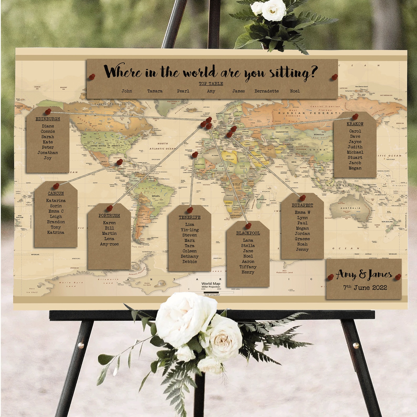 Personalised Travel World Map Wedding Table Plan Destination - Etsy