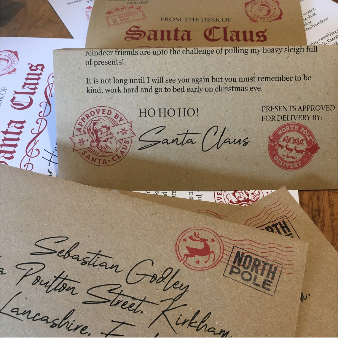 Personalised Santa Letter Vintage Kraft Card Christmas Idea | Kids ...