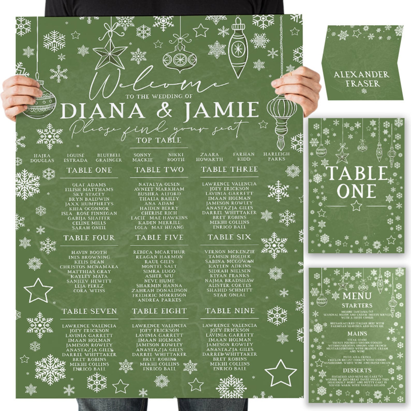 Christmas Themed Wedding Welcome Sign, Holiday Seating Chart ...