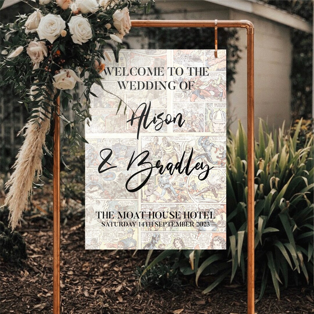 Comic DC Marvel Themed Welcome Sign, Superhero Wedding Welcome Sign ...