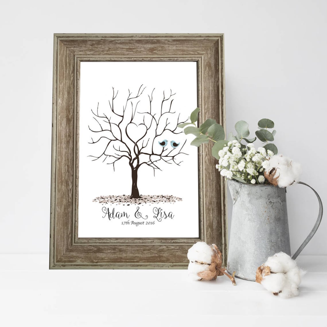 Personalised Bird Keepsake Fingerprint Tree Personalised Wedding ...