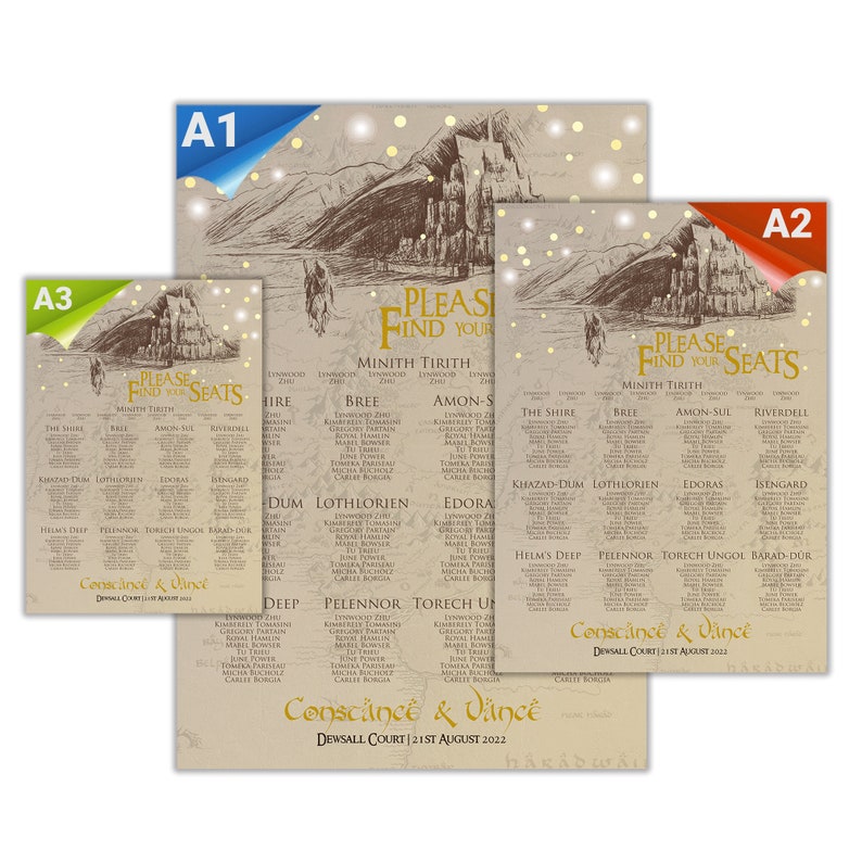 Lord of the Rings Wedding Table Plan, Lotr Wedding Table Numbers ...