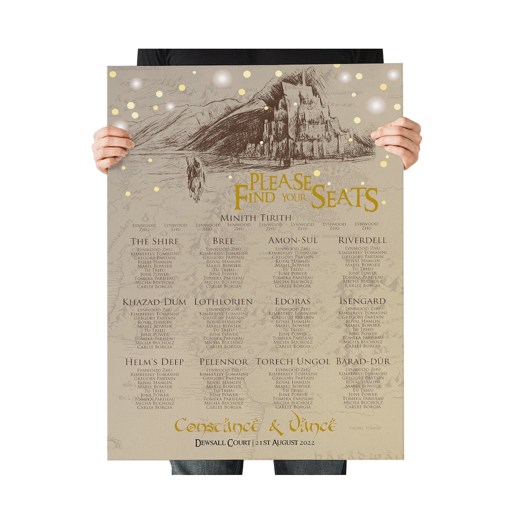 Lord of the Rings Wedding Table Plan, Lotr Wedding Table Numbers ...