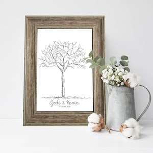 Personalised Sketch Keepsake Fingerprint Tree Personalised Wedding ...