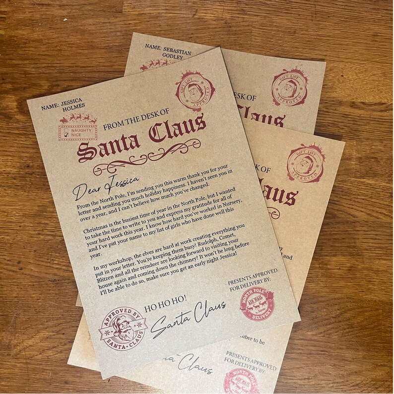 Personalised Santa Letter Vintage Kraft Card Christmas Idea | Kids ...