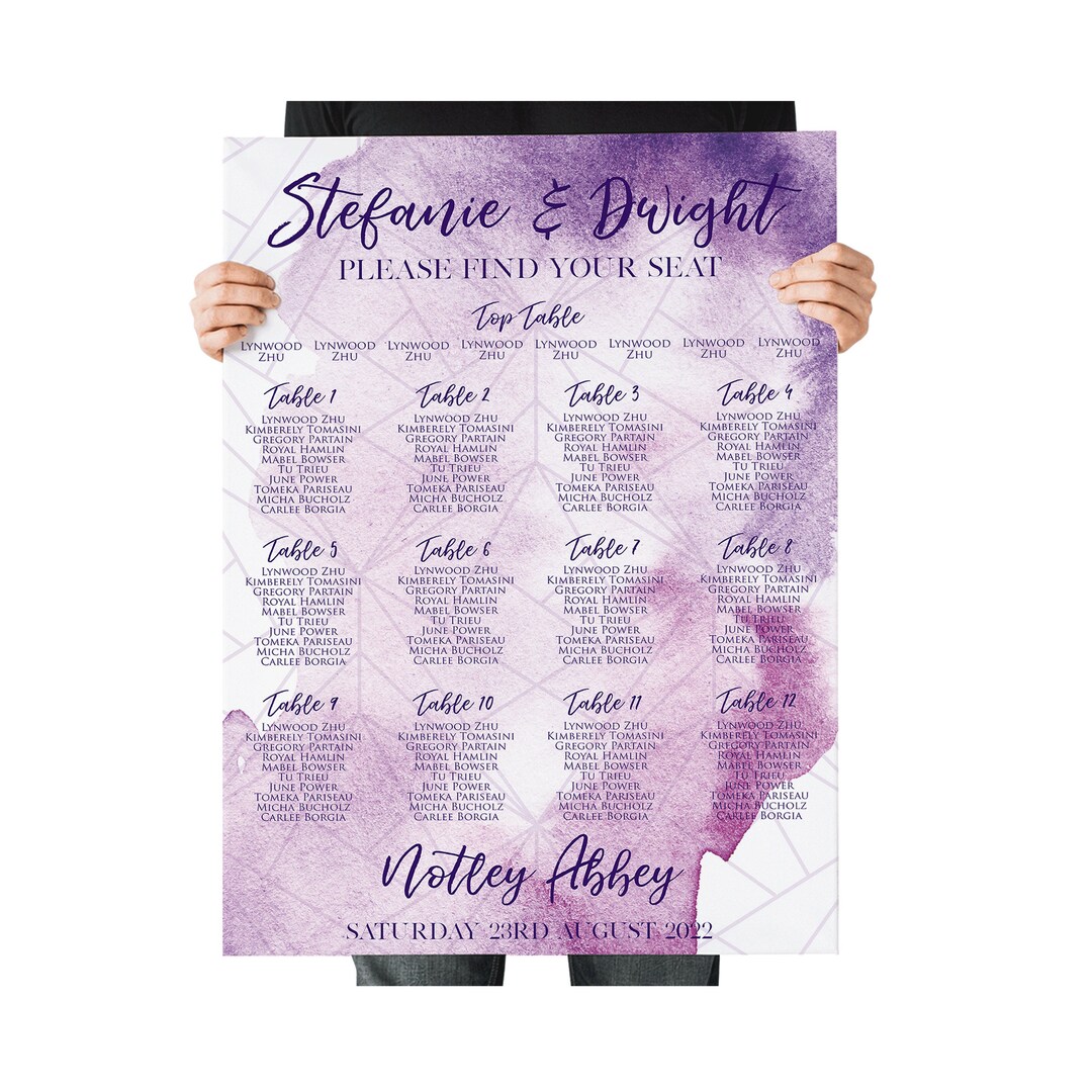 Pink Wedding Seating Chart, Dusty Rose Wedding Seating Plan ...