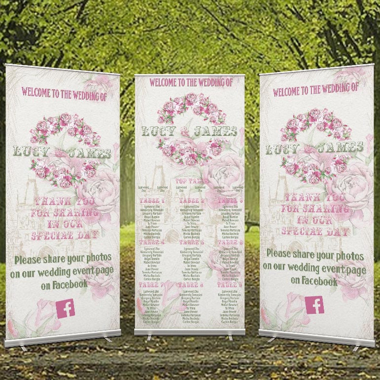 Rose Watercolour Wedding Roller Banner - Large Format 80cm X 200cm - Etsy
