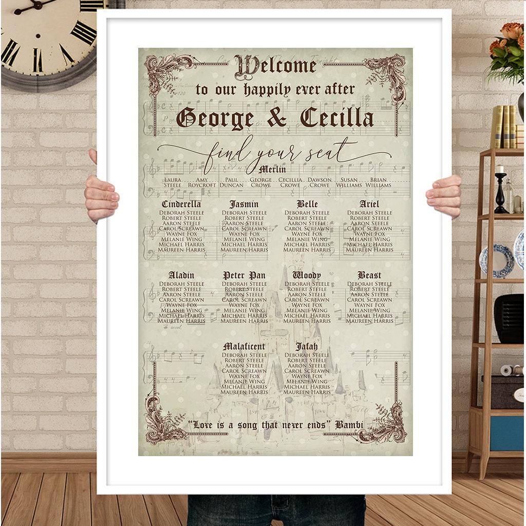 Disney Wedding Seating Chart, Boho Wedding Table Plan, Fairytale Gothic ...