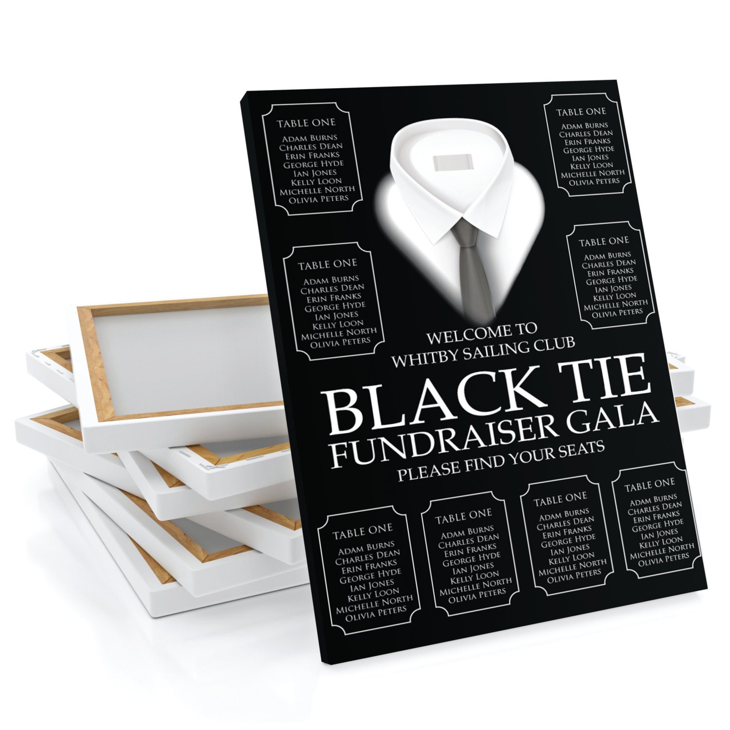 Black Tie Gala Fundraising Wedding Table Seating Plan Chart Poster ...