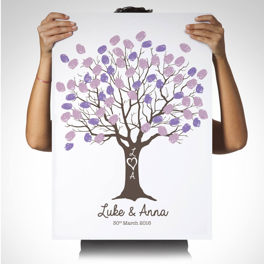 Personalised Keepsake Fingerprint Tree Personalised Wedding Birthday ...