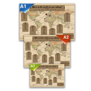 Personalised Travel World Map Wedding Table Plan, Destination Seating ...