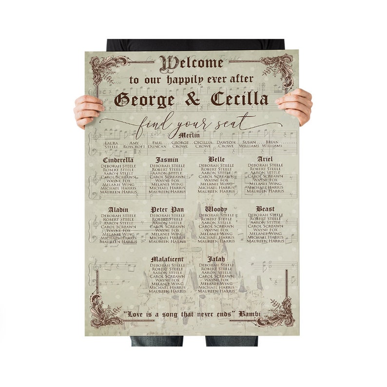 Disney Wedding Seating Chart Boho Wedding Table Plan - Etsy UK