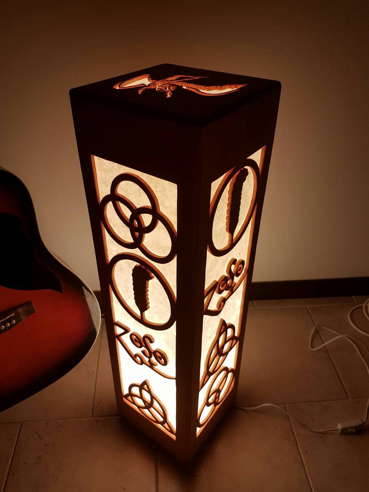 Led Zeppelin Lamp | Wooden Lamp | Led Zeppelin Symbols and Icarus Decor ...