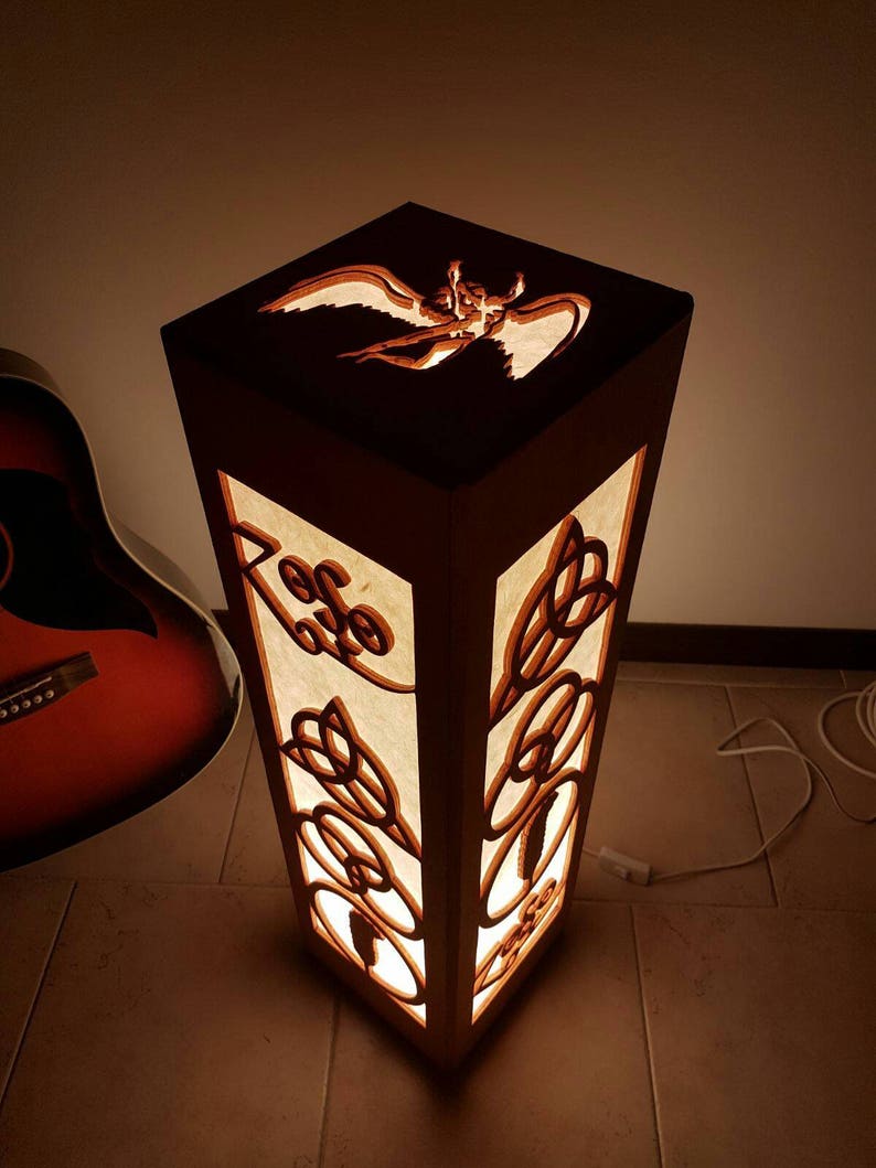 Led Zeppelin Lamp | Wooden Lamp | Led Zeppelin Symbols and Icarus Decor ...