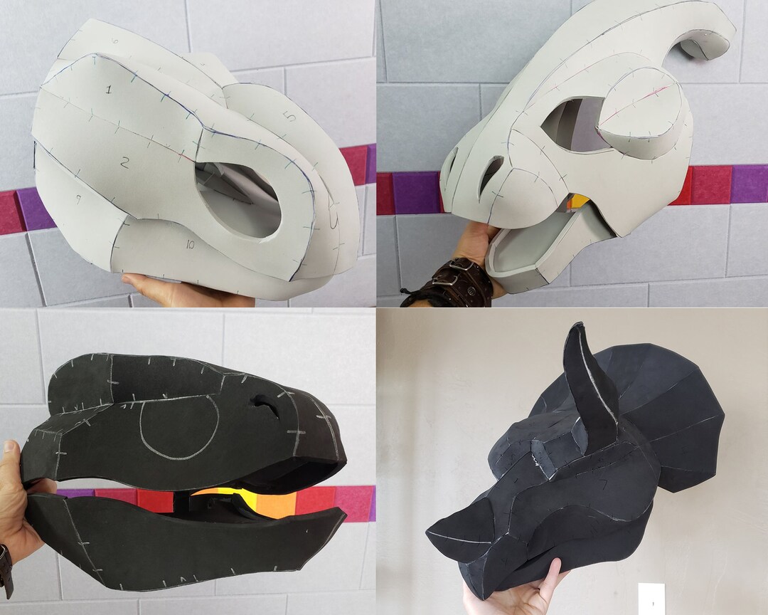 Ultimate Dinosaur Mask Pattern Pack Four Digital Patterns for EVA Foam ...