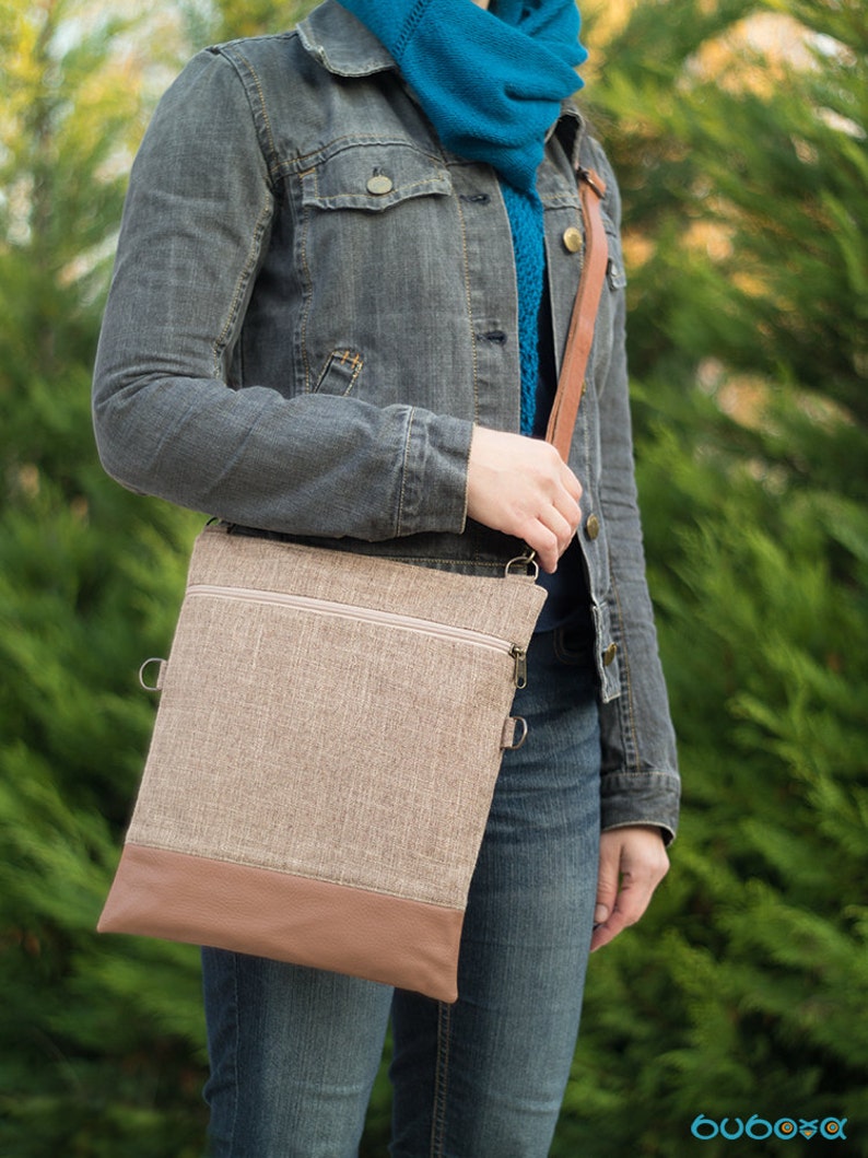 Light Brown Shoulder Bag, Two-ways Bag, Convertible Bag, Foldover Bag ...