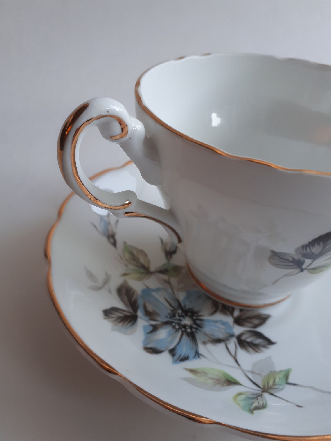 Regency Bone China Tea Cup Blue Florals Gold Trim 1950s | Etsy